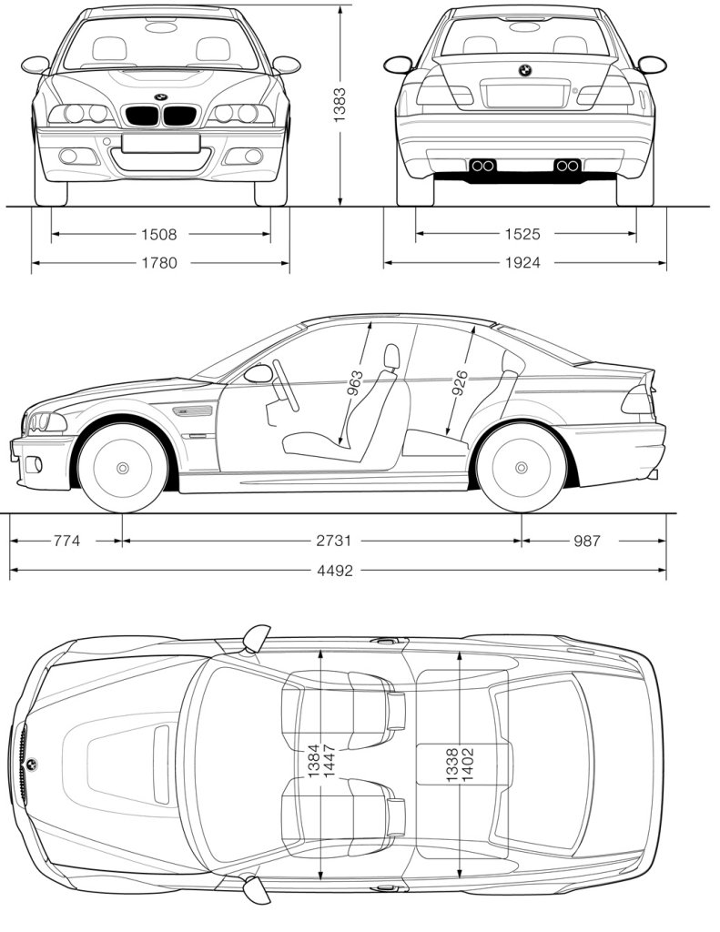 BMW M3 E46 2007 Blueprint Download Free Blueprint For 3D Modeling