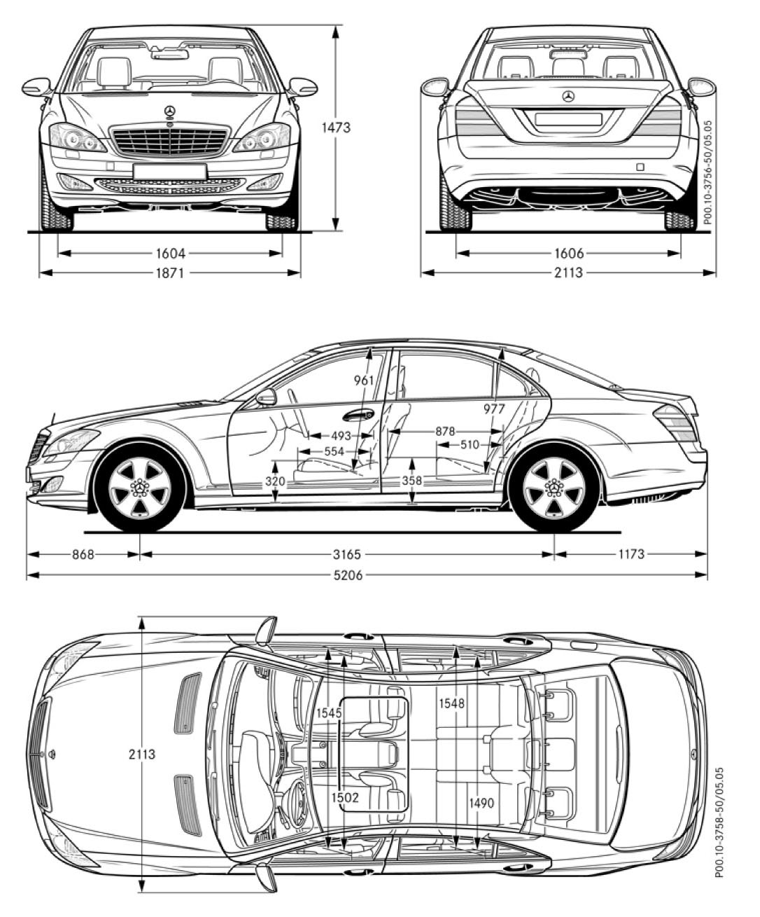 Mercedes Benz S Class 2005 Blueprint Download Free Blueprint For 3D