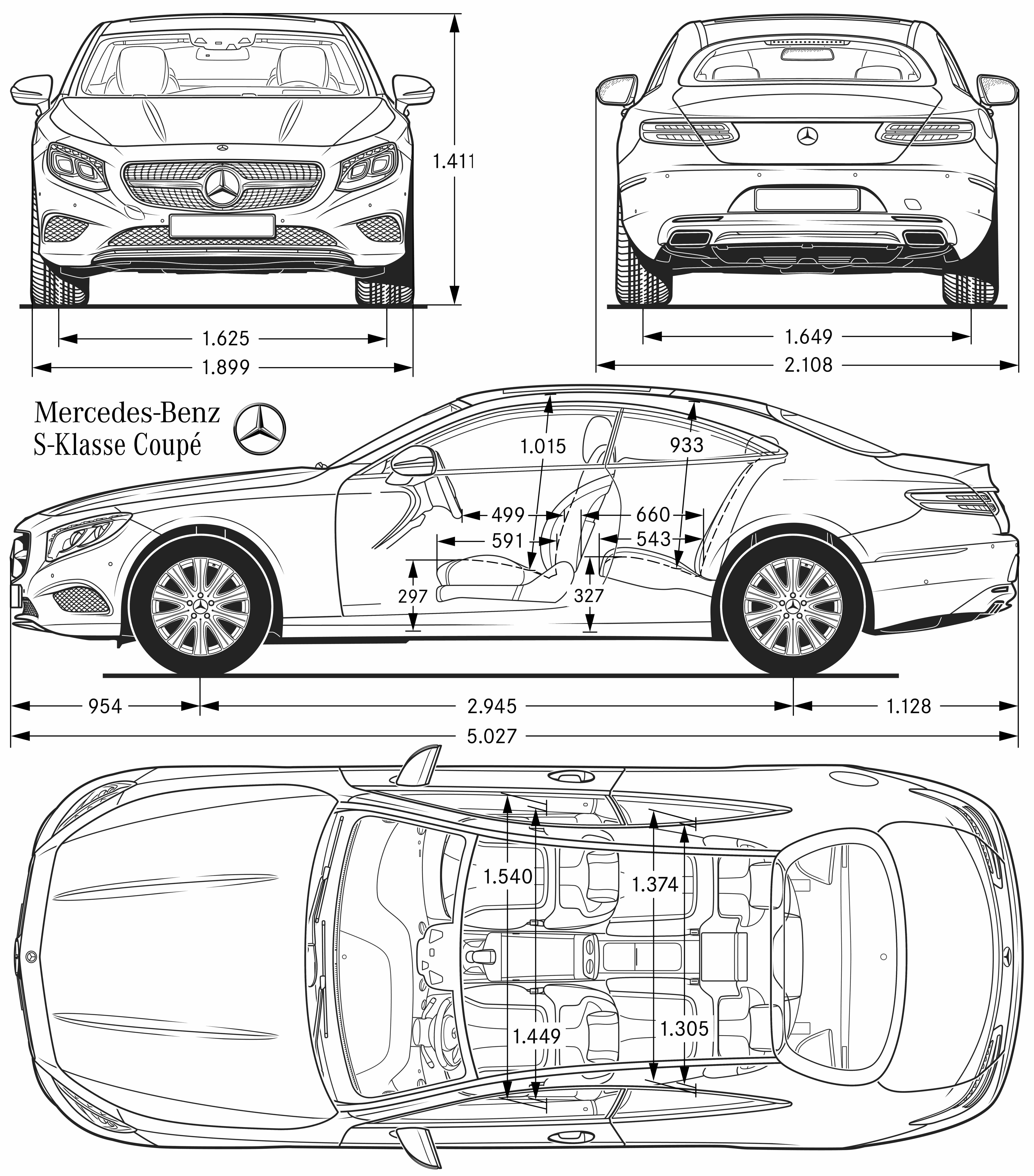 Mercedes Benz S Class 2014 Blueprint Download Free Blueprint For 3D