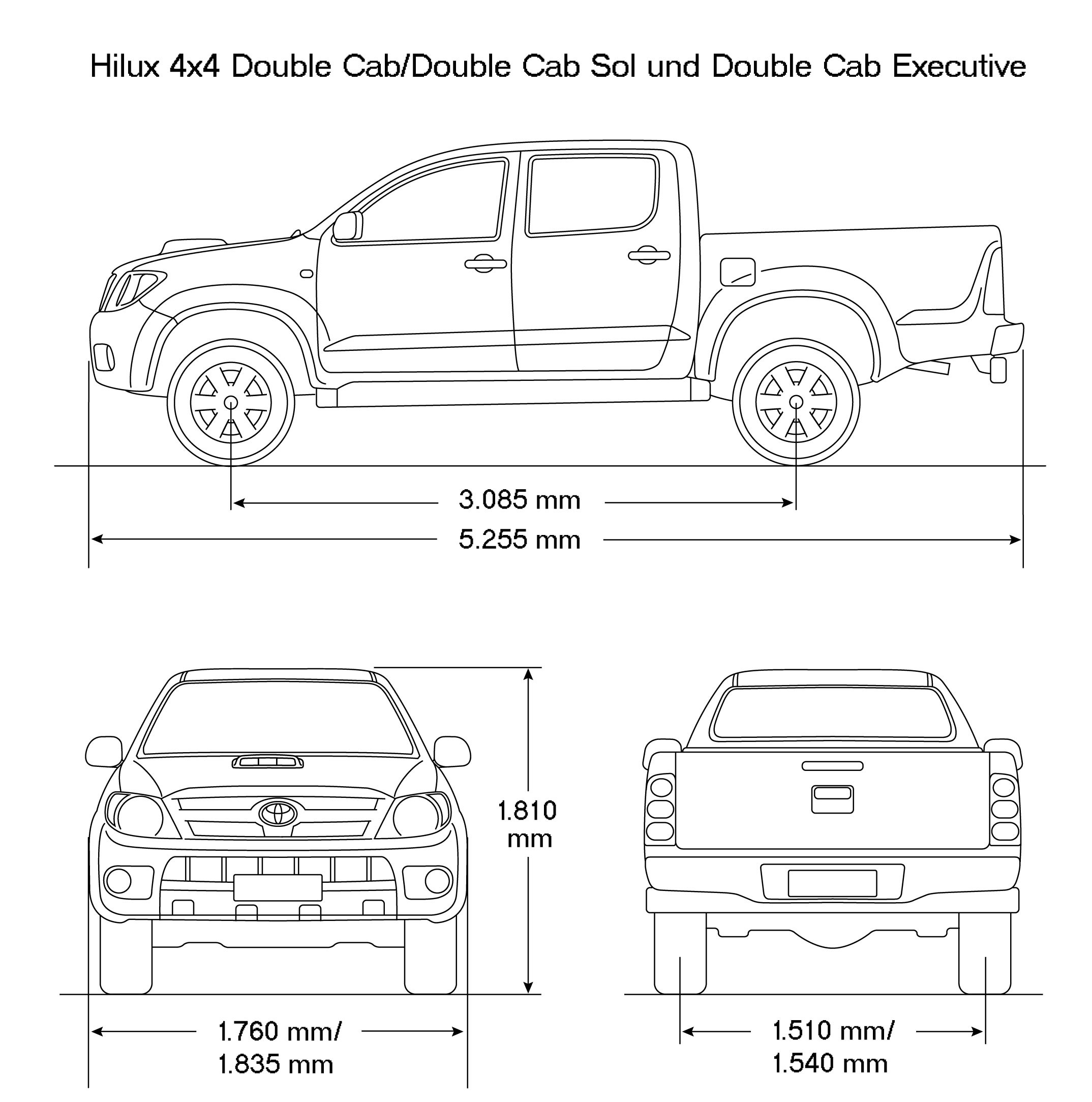Toyota Hilux 2008 Blueprint Download Free Blueprint For 3D Modeling Toyota Hilux 2008 Blueprint Download Free Blueprint For 3D Modeling