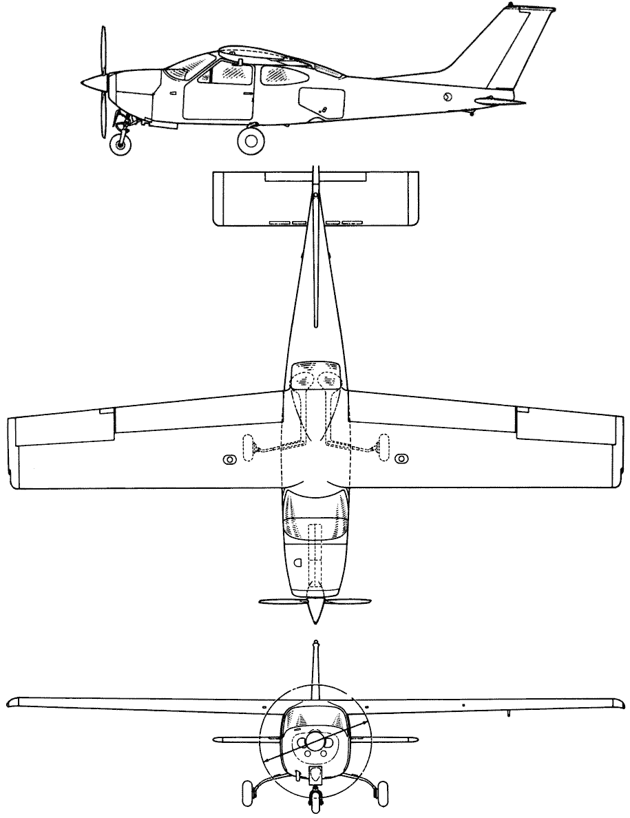 Cessna 177RG Cardinal Blueprint Download Free Blueprint For 3D Modeling