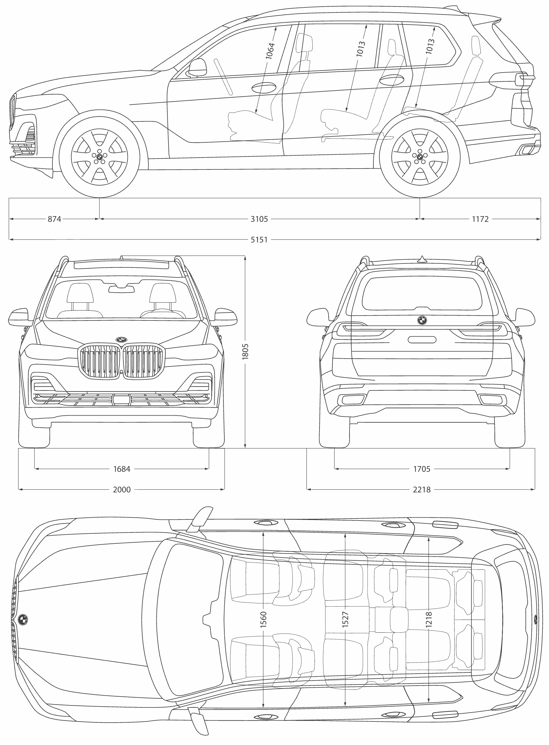 BMW X7 2019 Blueprint Download Free Blueprint For 3D Modeling